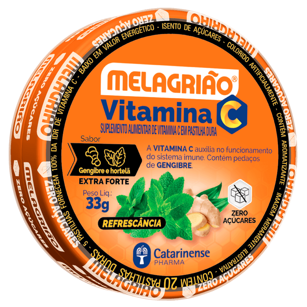 Melagrião® Pastilha de Vitamina C em lata sabor extra forte - Melagrião Melagrião® Pastilha de Vitamina C em lata sabor extra forte - Melagrião